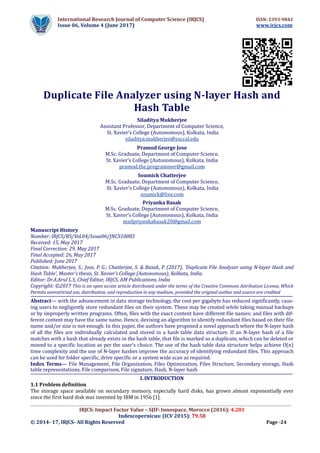 Duplicate File Analyzer using N-layer Hash and Hash Table | PDF