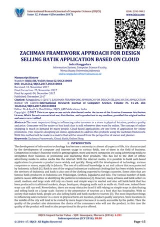 ZACHMAN FRAMEWORK APPROACH FOR DESIGN SELLING BATIK APPLICATION BASED ON CLOUD | PDF | Computer ...