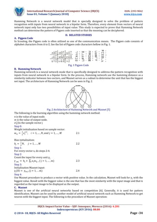 IMPLEMENTATION OF HAMMING NETWORK ALGORITHM TO DECIPHER THE CHARACTERS OF PIGPEN CODE IN ...