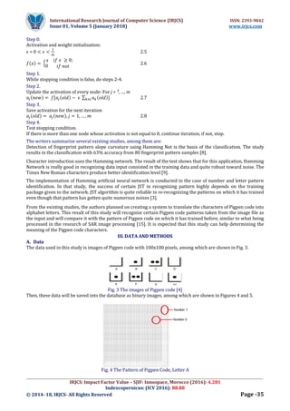 IMPLEMENTATION OF HAMMING NETWORK ALGORITHM TO DECIPHER THE CHARACTERS OF PIGPEN CODE IN ...