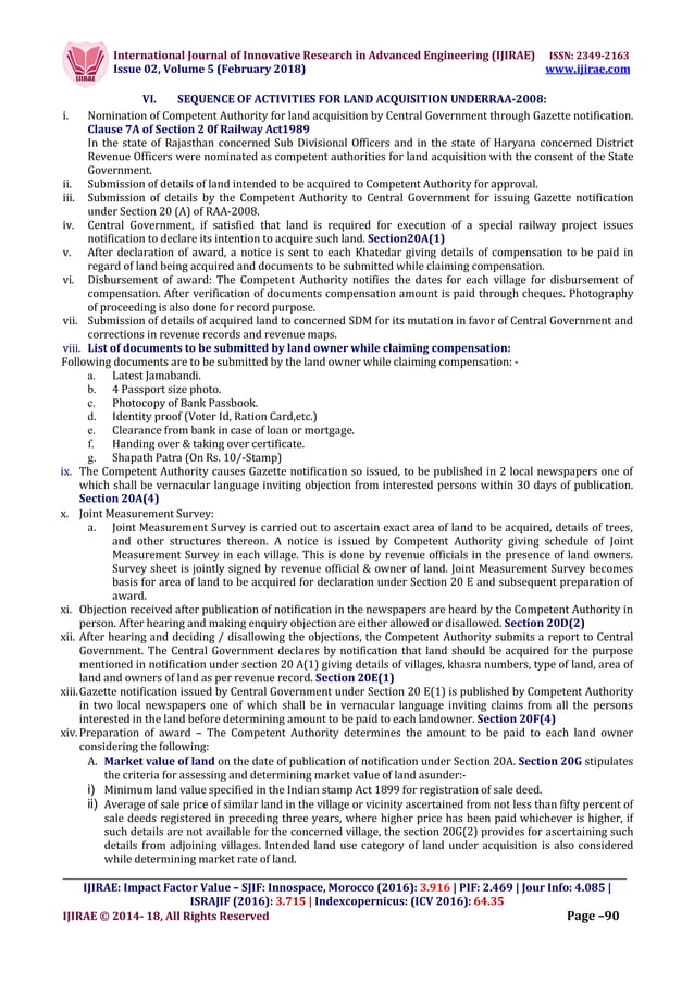 LAND ACQUISITION FOR RAILWAY INFRASTRUCTURE PROJECTS | PDF