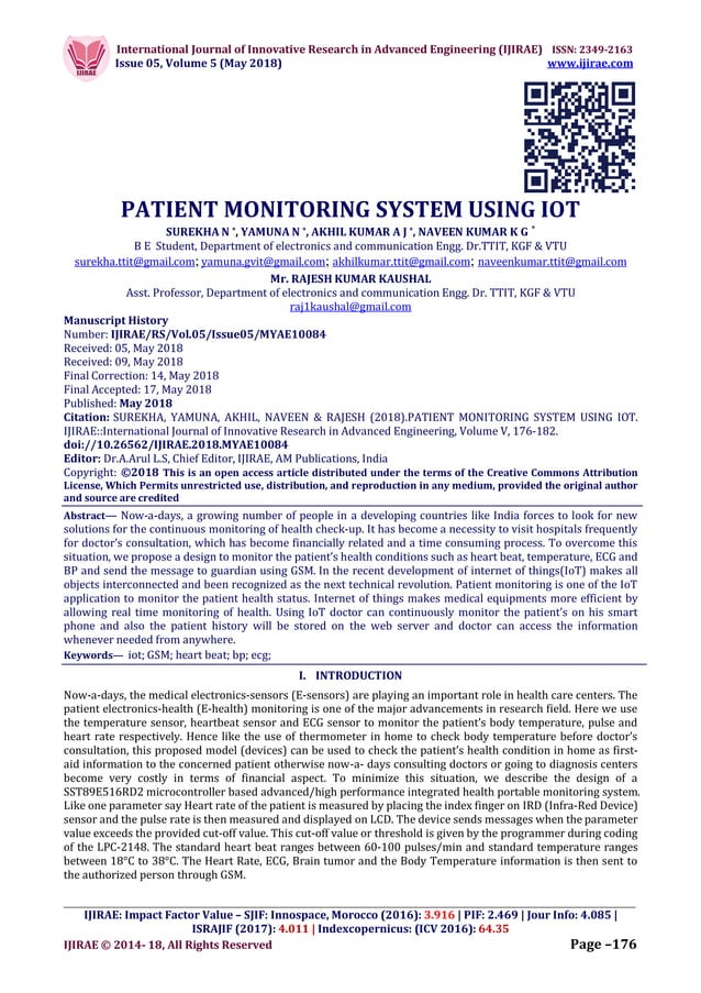 PATIENT MONITORING SYSTEM USING IOT | PDF