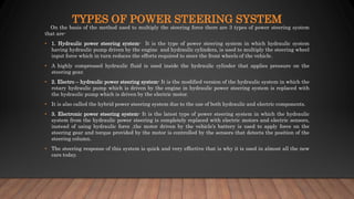 power steering system | PPTX | Performance Cars | Auto Type