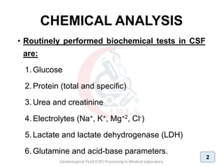 CSF BIOCHEMICAL EXAMINATION | PDF