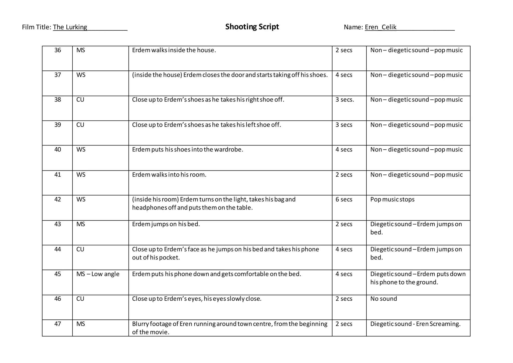 Shooting Script | DOCX