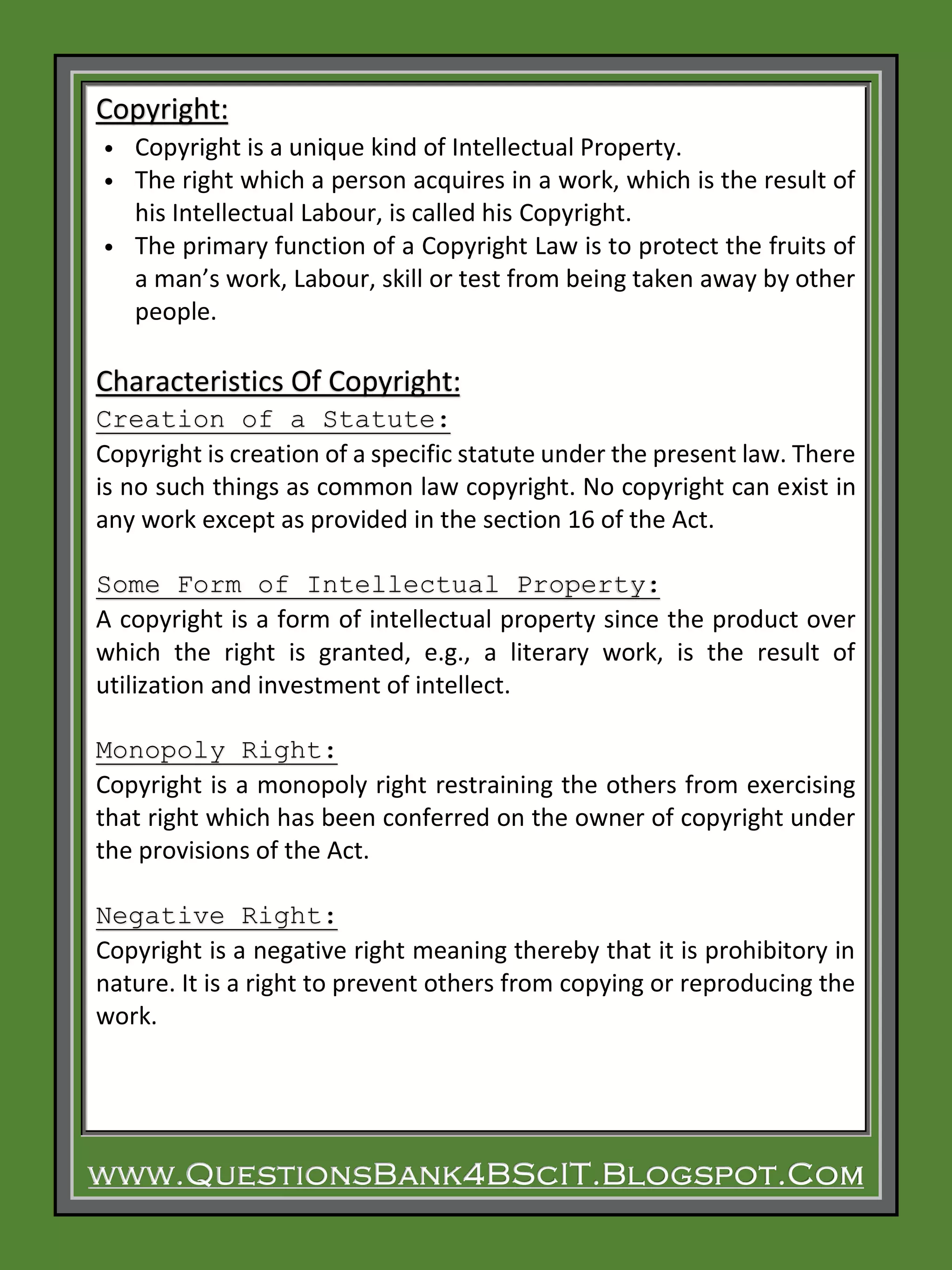 What is a Copyright? What are its characteristics? [#04] | PDF