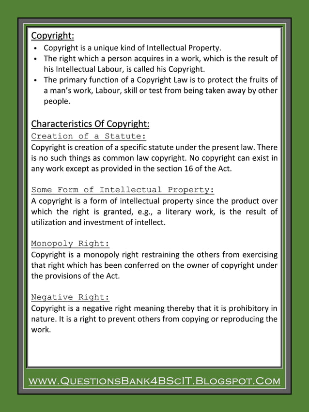 What is a Copyright? What are its characteristics? [#04] | PDF | Law
