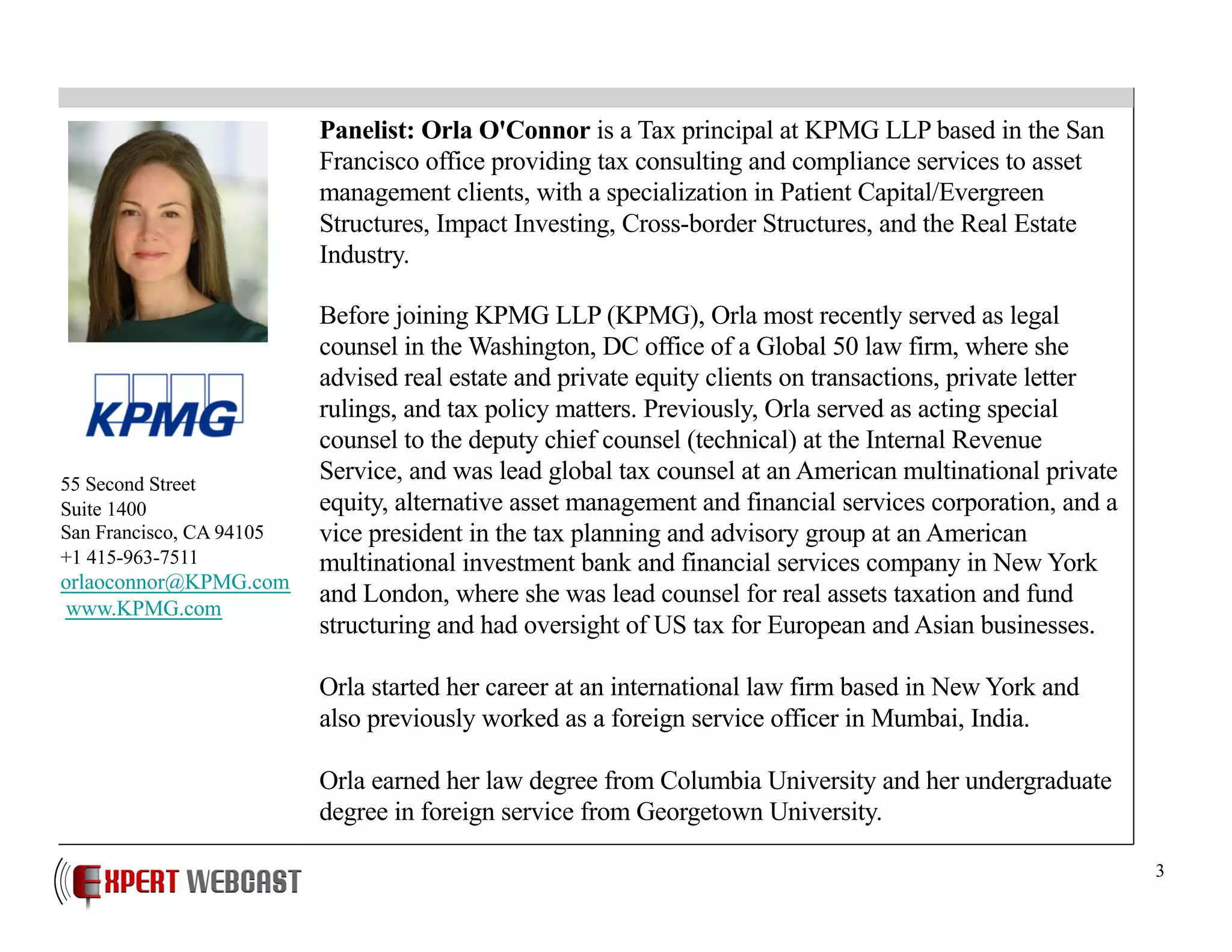 Qualified Opportunity Zones featuring Orla O'Connor, Lou Vlahis, Sky ...