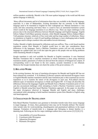 HANDLING CHALLENGES IN RULE BASED MACHINE TRANSLATION FROM MARATHI TO ENGLISH | PDF
