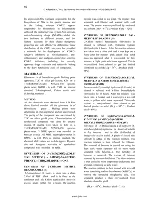 Synthesis and Pharmacological evaluation of new Benzoxozole Derivatives ...