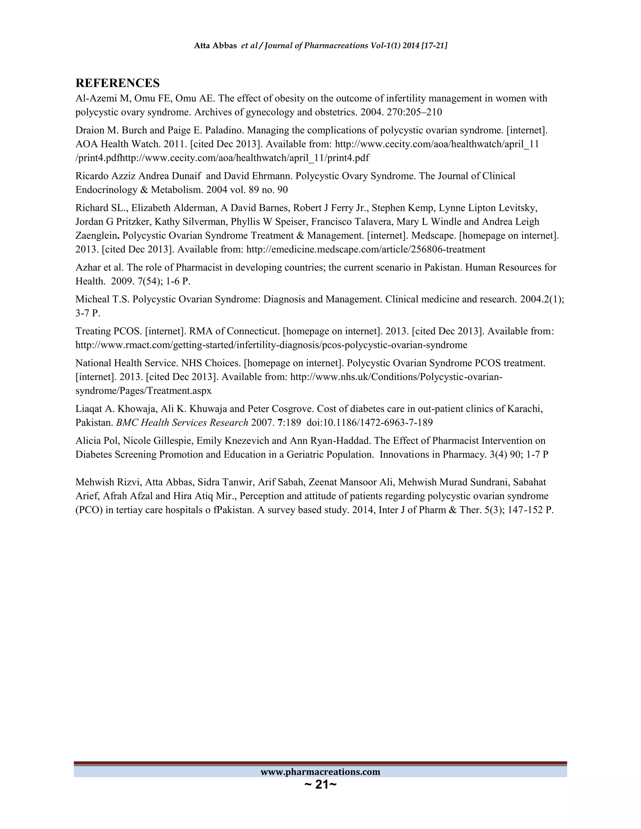 The clinical management of patients with polycystic ovarian syndrome ...