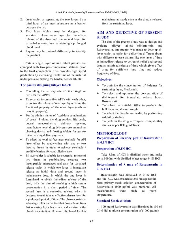 Formulation And Evaluation Of Metformin And Rosuvastatin Bilayered Tablets Pdf