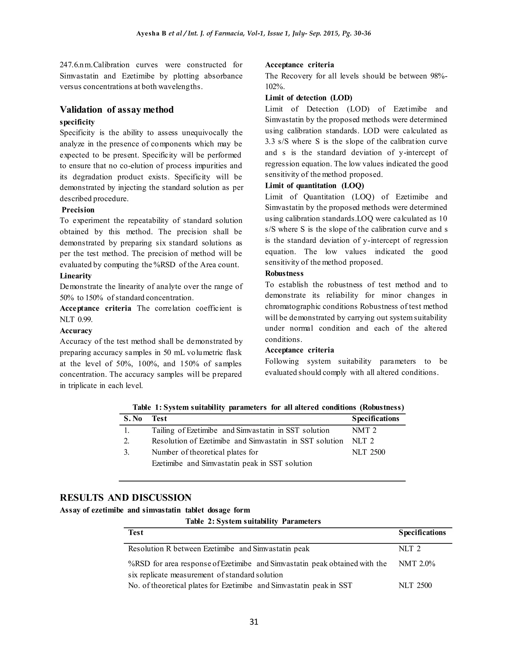 Formulation of sustained release dosage form of simvastatin and ...