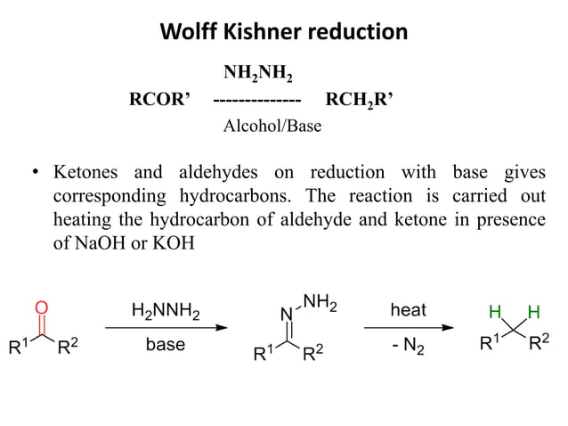 Wolff kishner reduction, Organic and heterocyclic chemistry, As per PCI ...