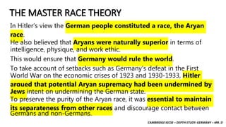 HISTORY IGCSE CONTENT - 20TH CENTURY OPTION - DEPTH STUDY GERMANY: THE ...