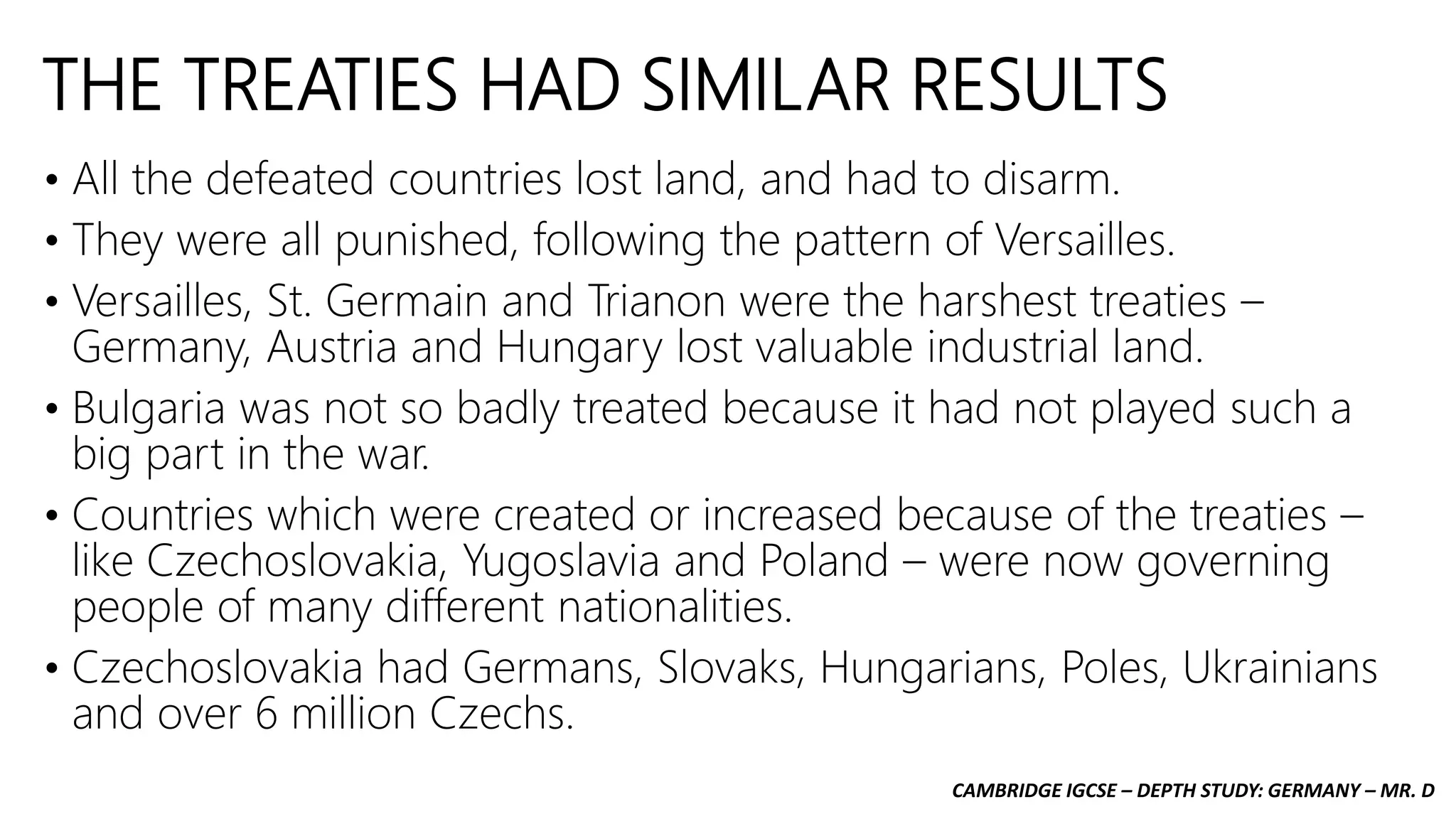 IGCSE REVISION - PEACE TREATIES: THE OTHER TREATIES | PPTX