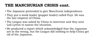 HISTORY IGCSE CONTENT - 20TH CENTURY OPTION - LEAGUE OF NATIONS ...