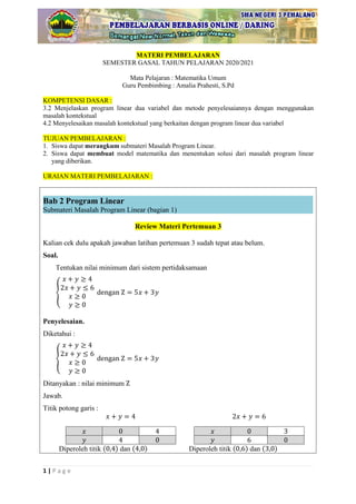 Pertemuan 4 bab 2 program linear revisi | PDF