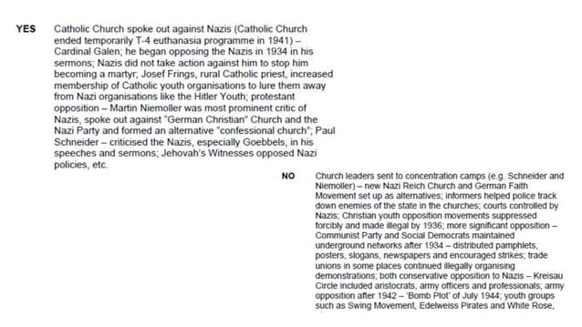 HISTORY IGCSE REVISION - MODEL PAPER 4 - CHURCH OPPOSITION TO NAZI RULE ...