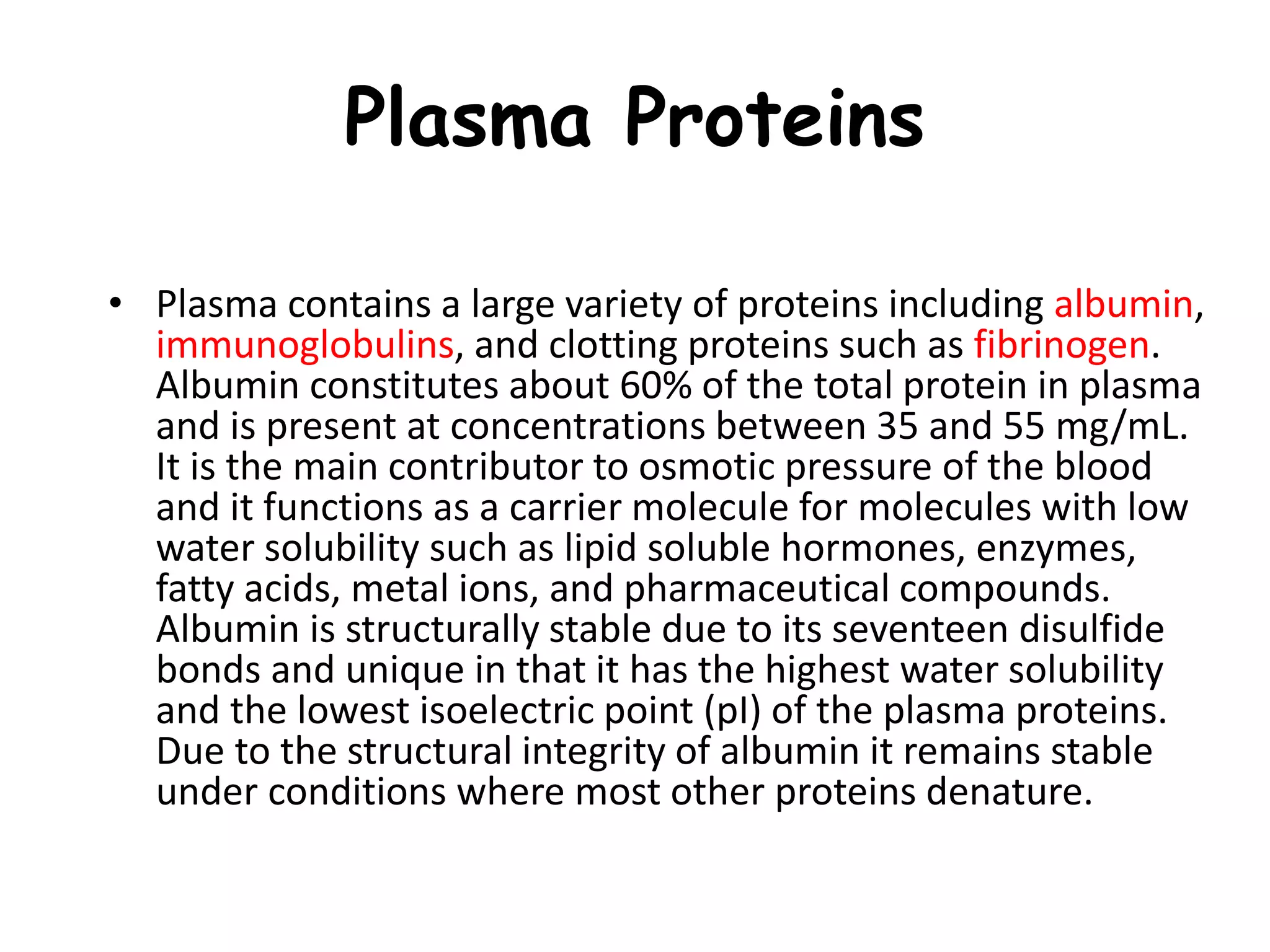 04. blood plasma proteins | PPT | Chemistry | Science