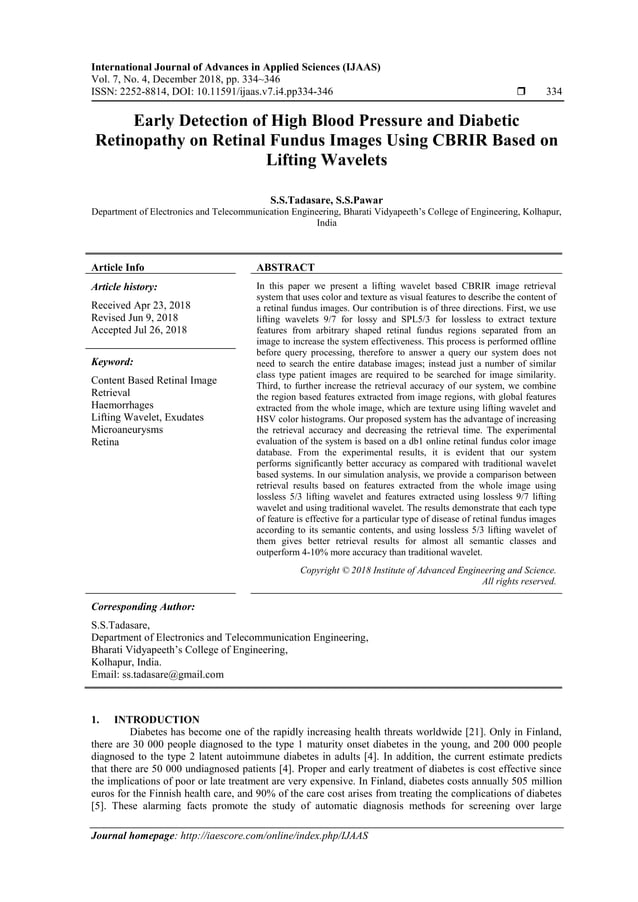 Early Detection of High Blood Pressure and Diabetic Retinopathy on ...
