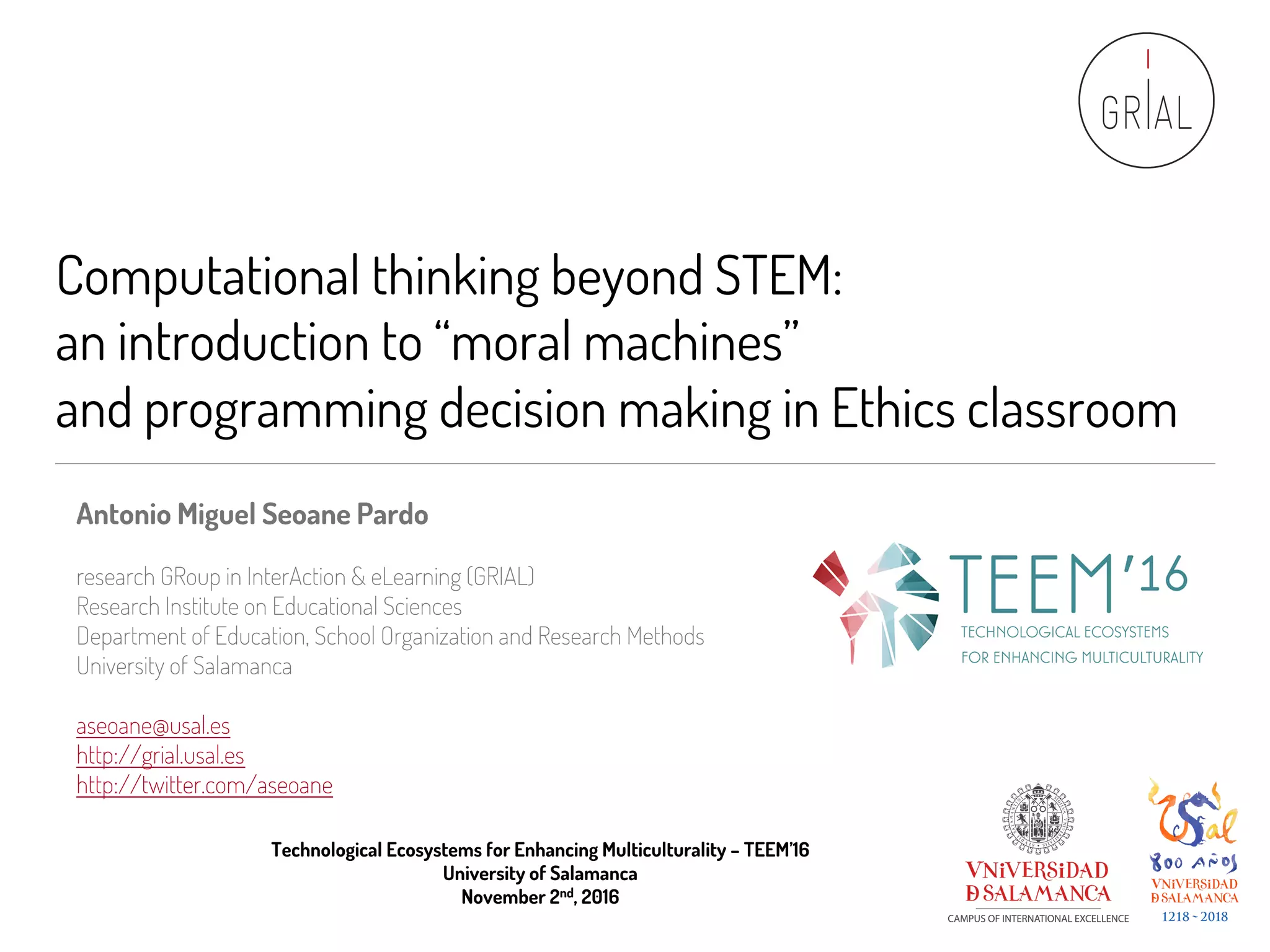 Computational Thinking Beyond Stem An Introduction To Moral Machines