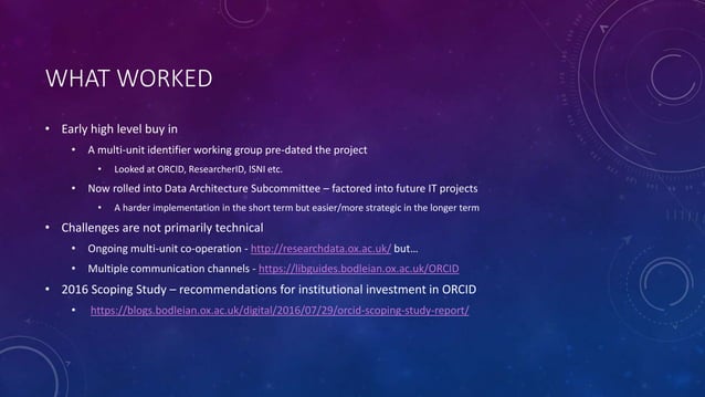 Oxford ORCID implementation | PPTX