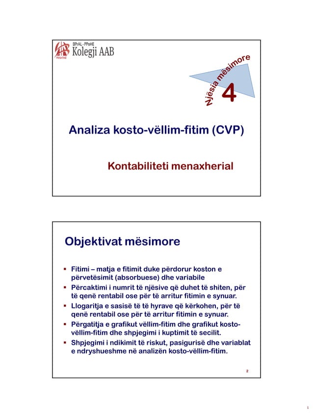 04 analiza kosto vëllim-fitim (cvp) ppt(2) | PDF