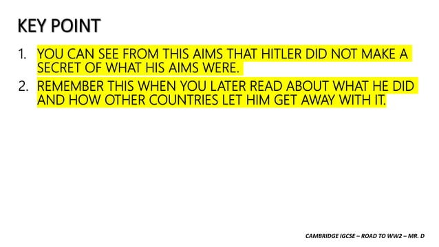 THE ROAD TO WAR 1939 - HITLER'S FOREIGN POLICY AIMS | PPTX