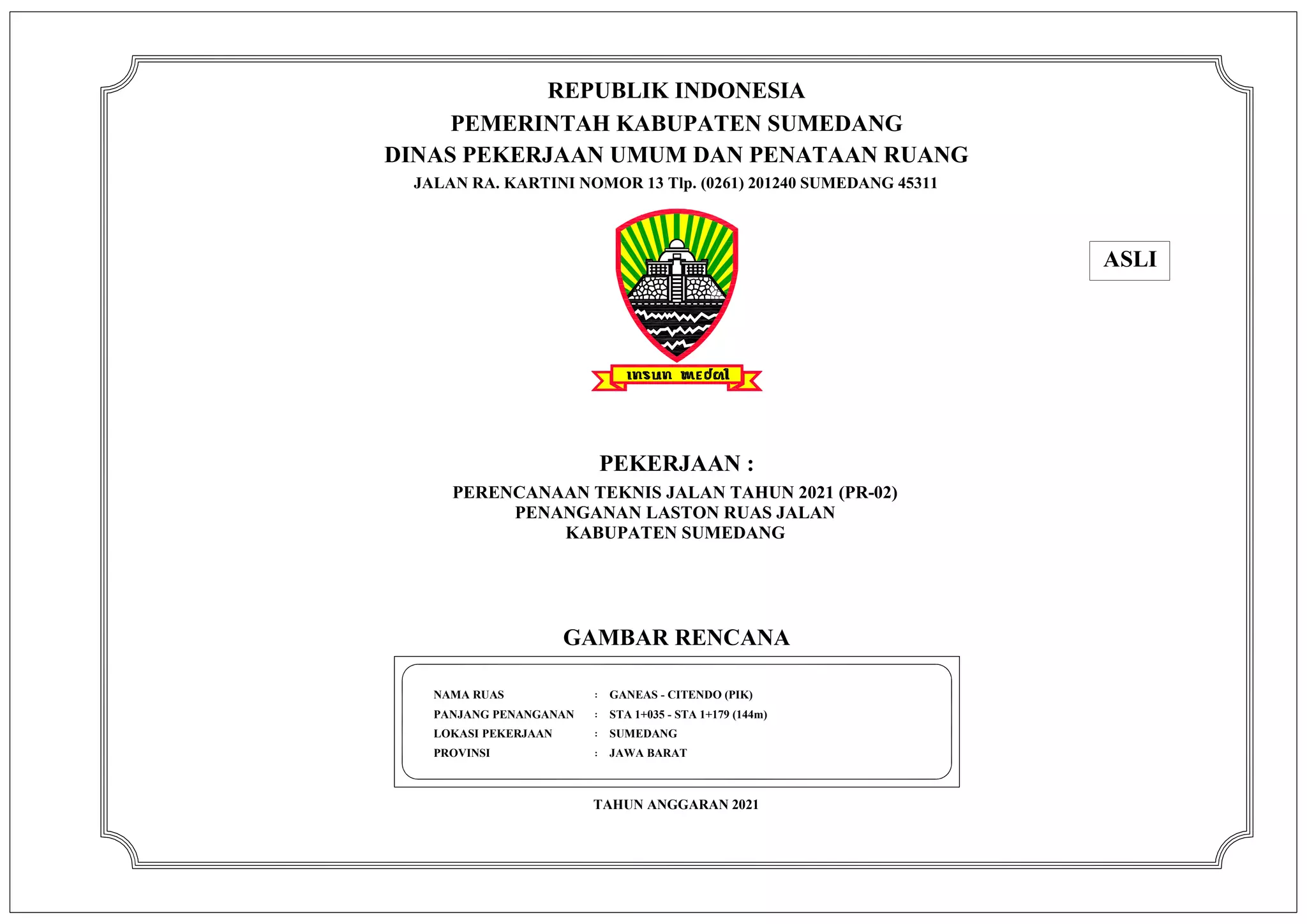 contoh Gambar rencana jalan kabupaten | PDF
