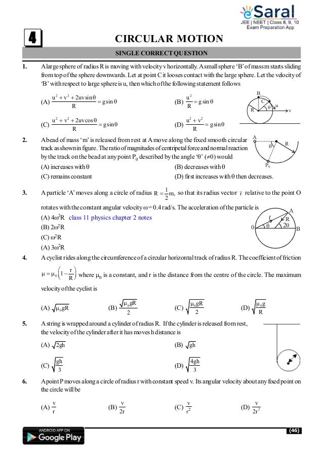 Circular Motion JEE Advanced Important Questions | PDF