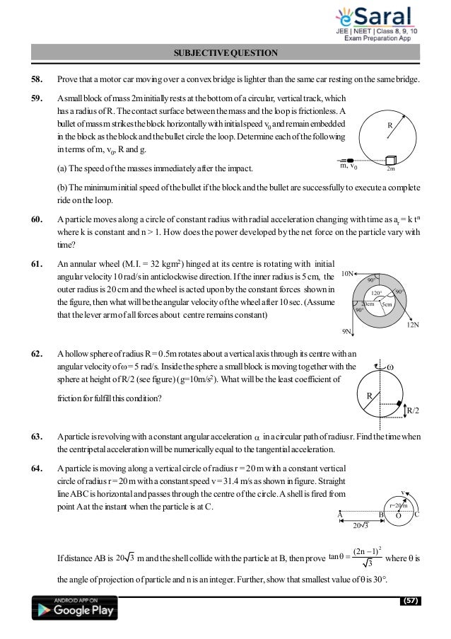 Circular Motion JEE Advanced Important Questions | PDF