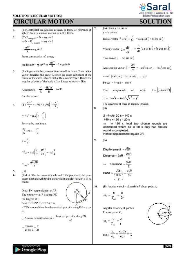 Circular Motion JEE Advanced Important Questions | PDF