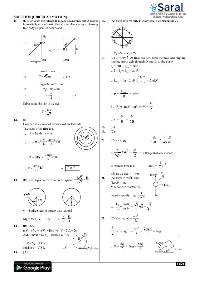 Circular Motion JEE Advanced Important Questions | PDF