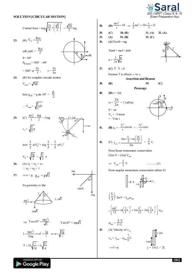Circular Motion JEE Advanced Important Questions | PDF
