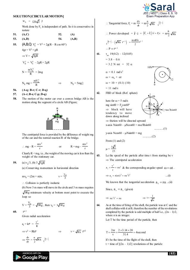 Circular Motion JEE Advanced Important Questions | PDF