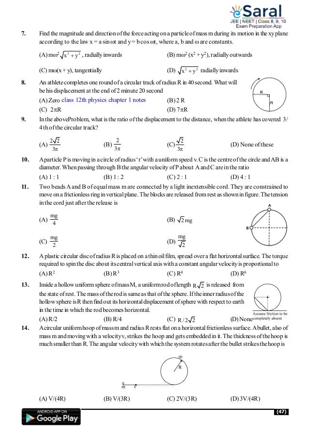 Circular Motion JEE Advanced Important Questions | PDF