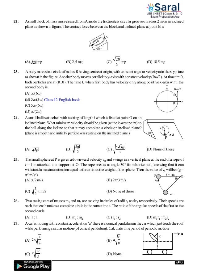 Circular Motion JEE Advanced Important Questions | PDF