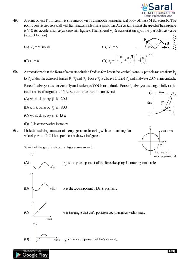 Circular Motion JEE Advanced Important Questions | PDF