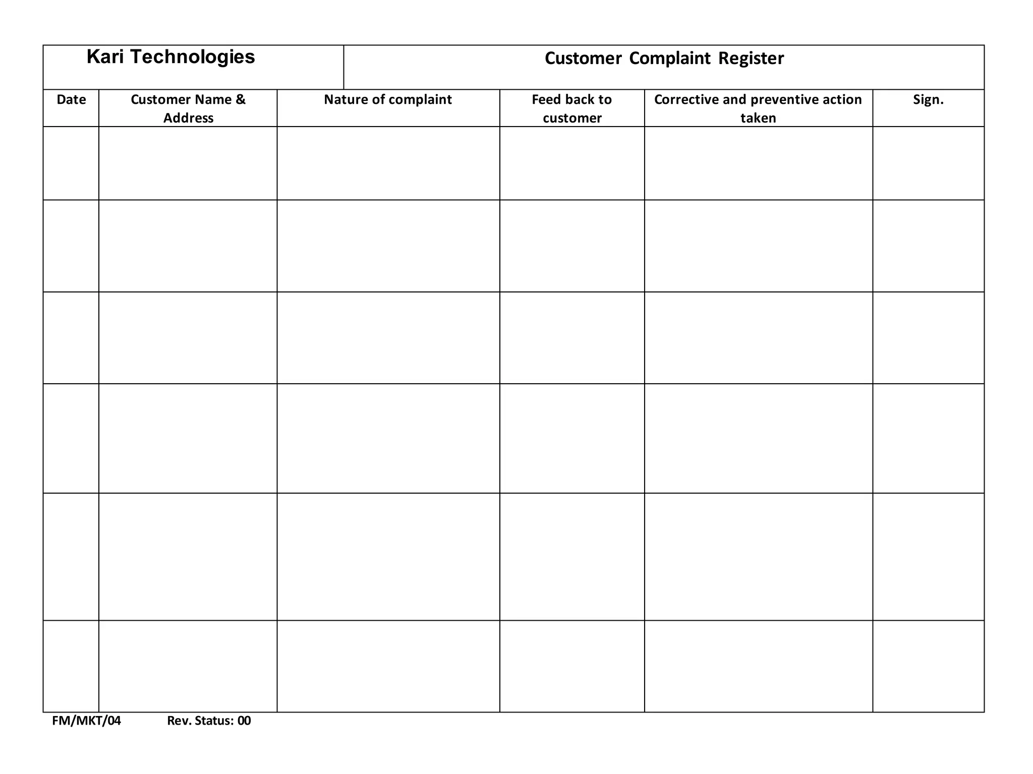 04.Customer complaint register.doc