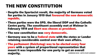 DEPTH STUDY GERMANY: WEIMAR REPUBLIC - 04. WEIMAR TURMOIL YEARS 1919 ...