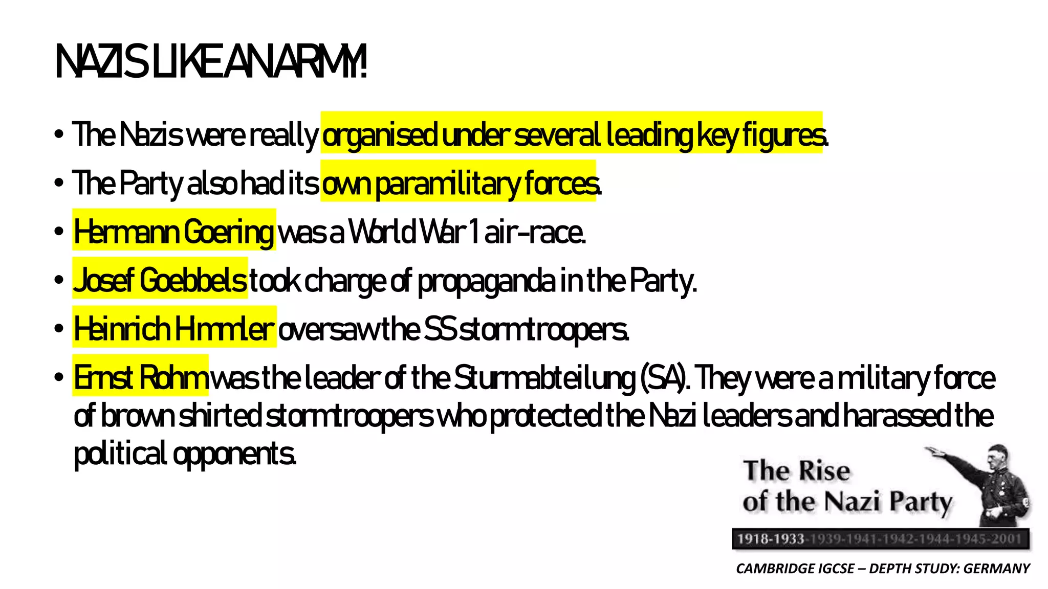 DEPTH STUDY GERMANY: NAZI REGIME - 04. HITLER BECOMING CHANCELLOR 1933 ...