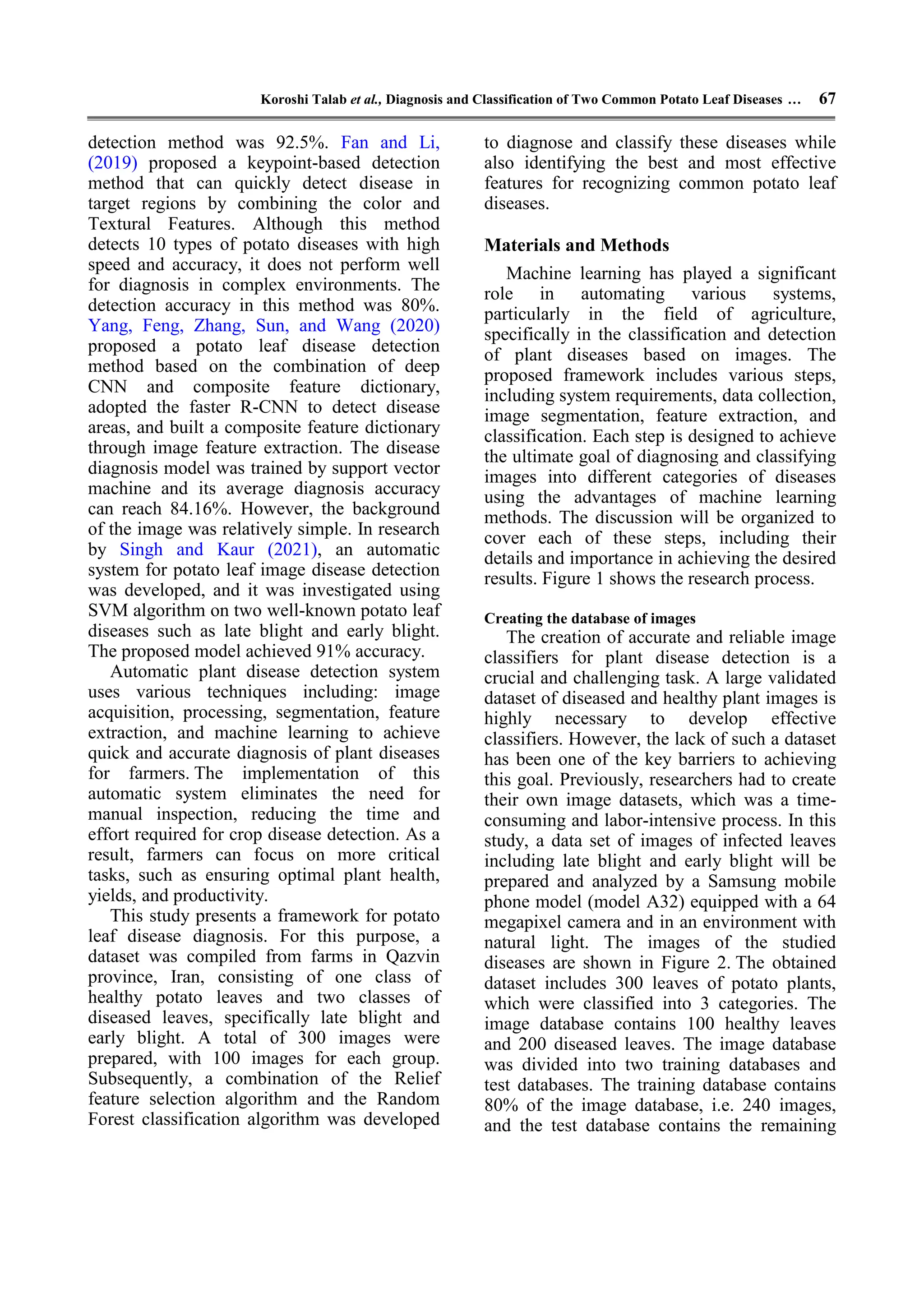 Diagnosis and Classification of Two Common Potato Leaf Diseases (Early Blight and Late Blight ...