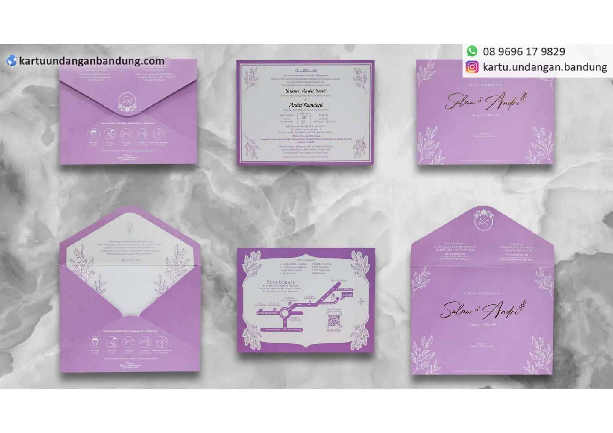 Kartu Undangan Softcover + Amplop Eyecatching Purple | PDF