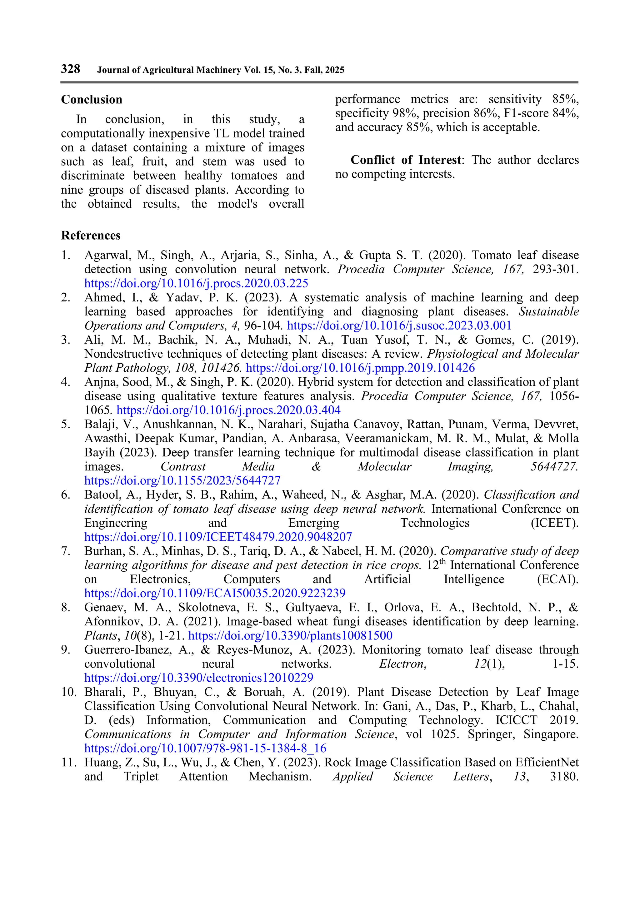 Detection and Classification of Some Diseases of Tomato Crops Using ...