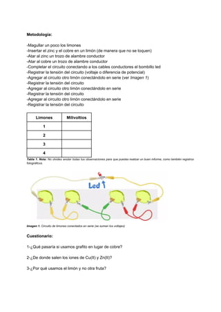 Laboratorio Química Batería/Pila con limones | PDF