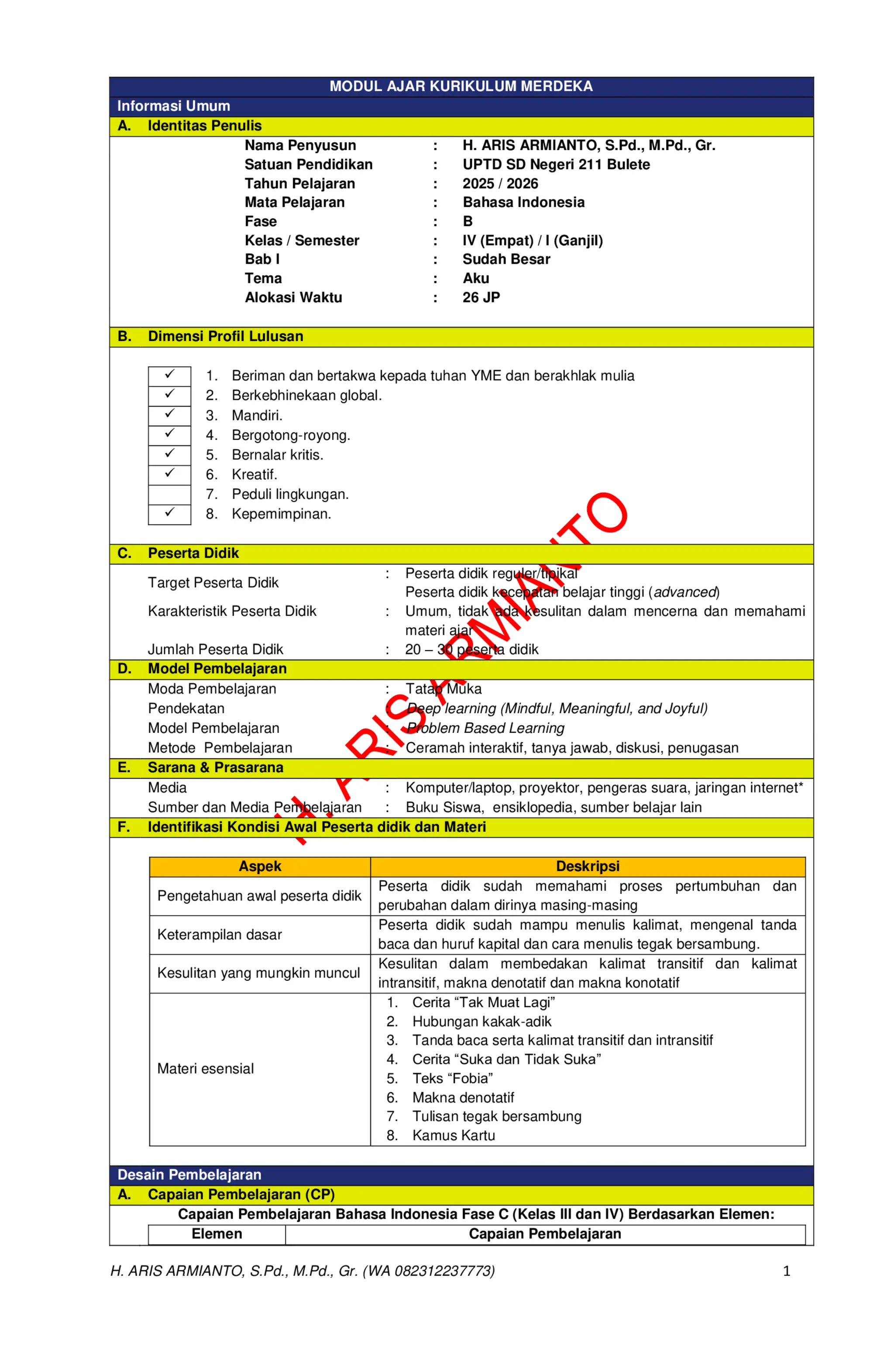 MODUL PEMBELAJARAN DEEP LEARNING BAHASA INDONESIA KELAS 4 REVISI TERBARU CP 032 KURIKULUM ...