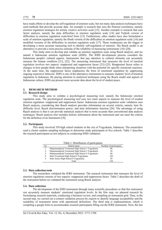 Indonesian emotion regulation scale for students based on reappraisal and suppression factor ...