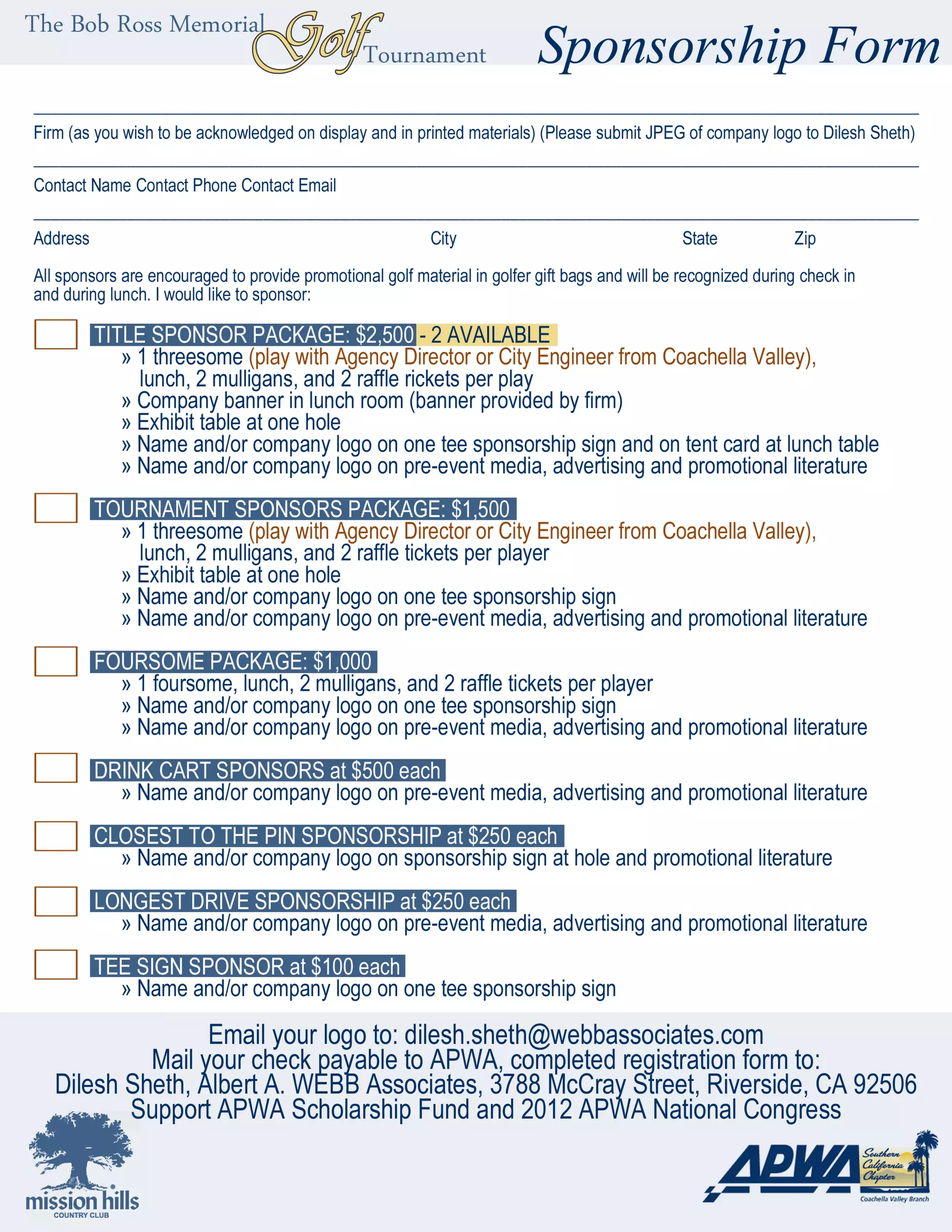 04.27.12 Bob Ross Memorial Golf Tournament-Apwa CV | PDF