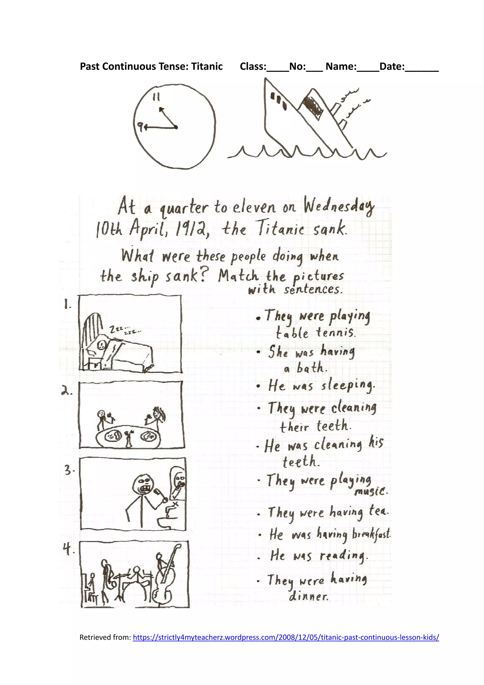 04 2 titanic sank past continuous tense past simple | PDF